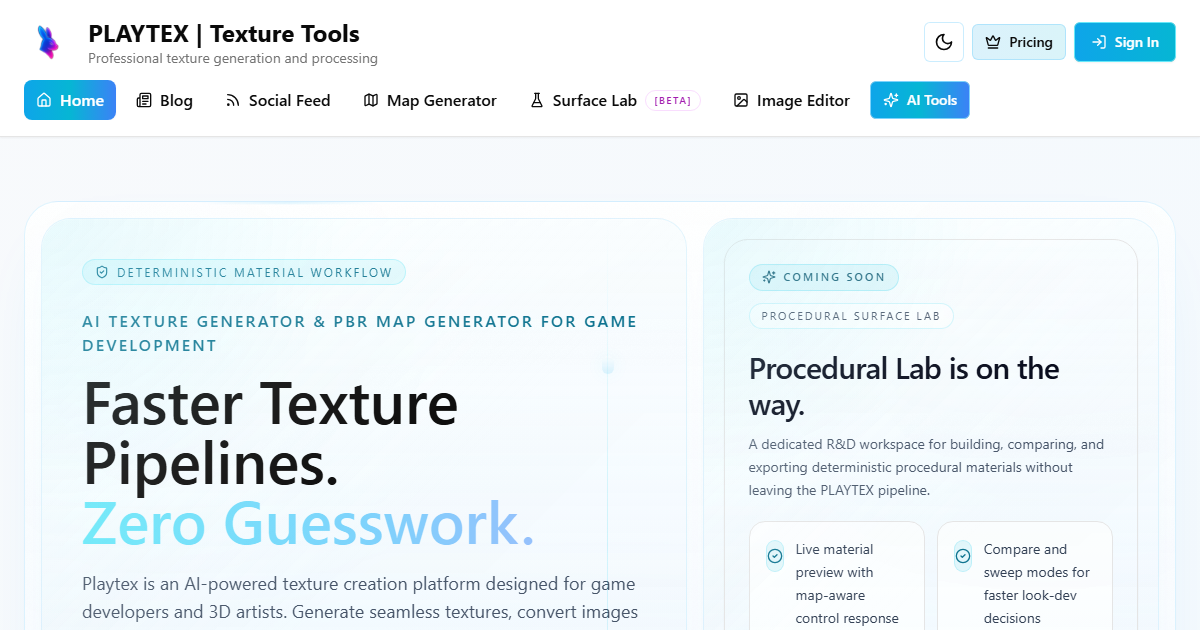 AI Texture Generator & Deterministic PBR Map Workflow | Playtex